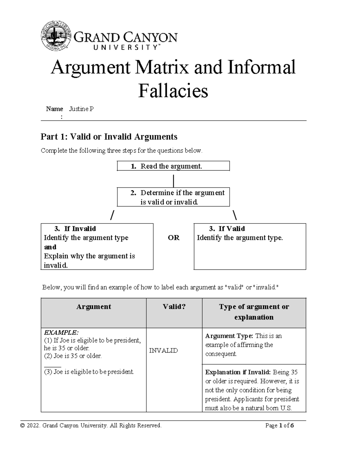Argument Matrix and Informal Fallacies - Argument Matrix and Informal ...