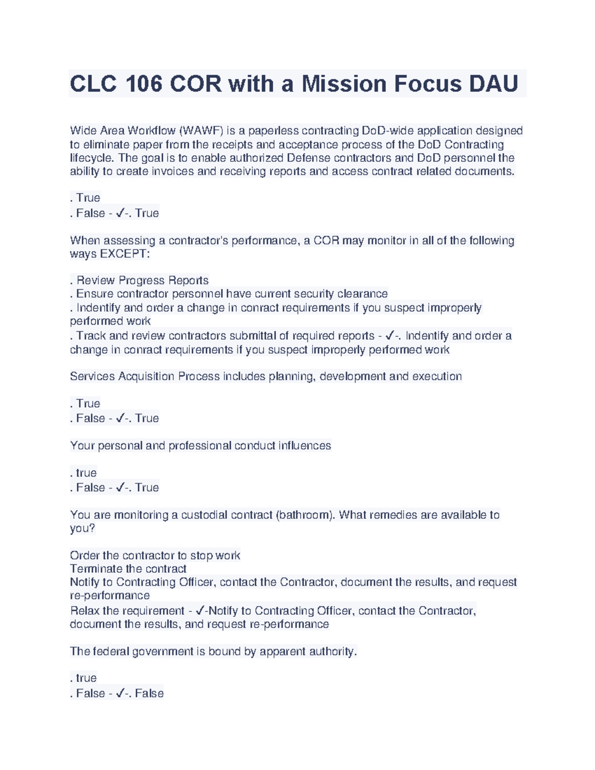 CLC 106 COR with a Mission Focus DAU - The goal is to enable authorized ...