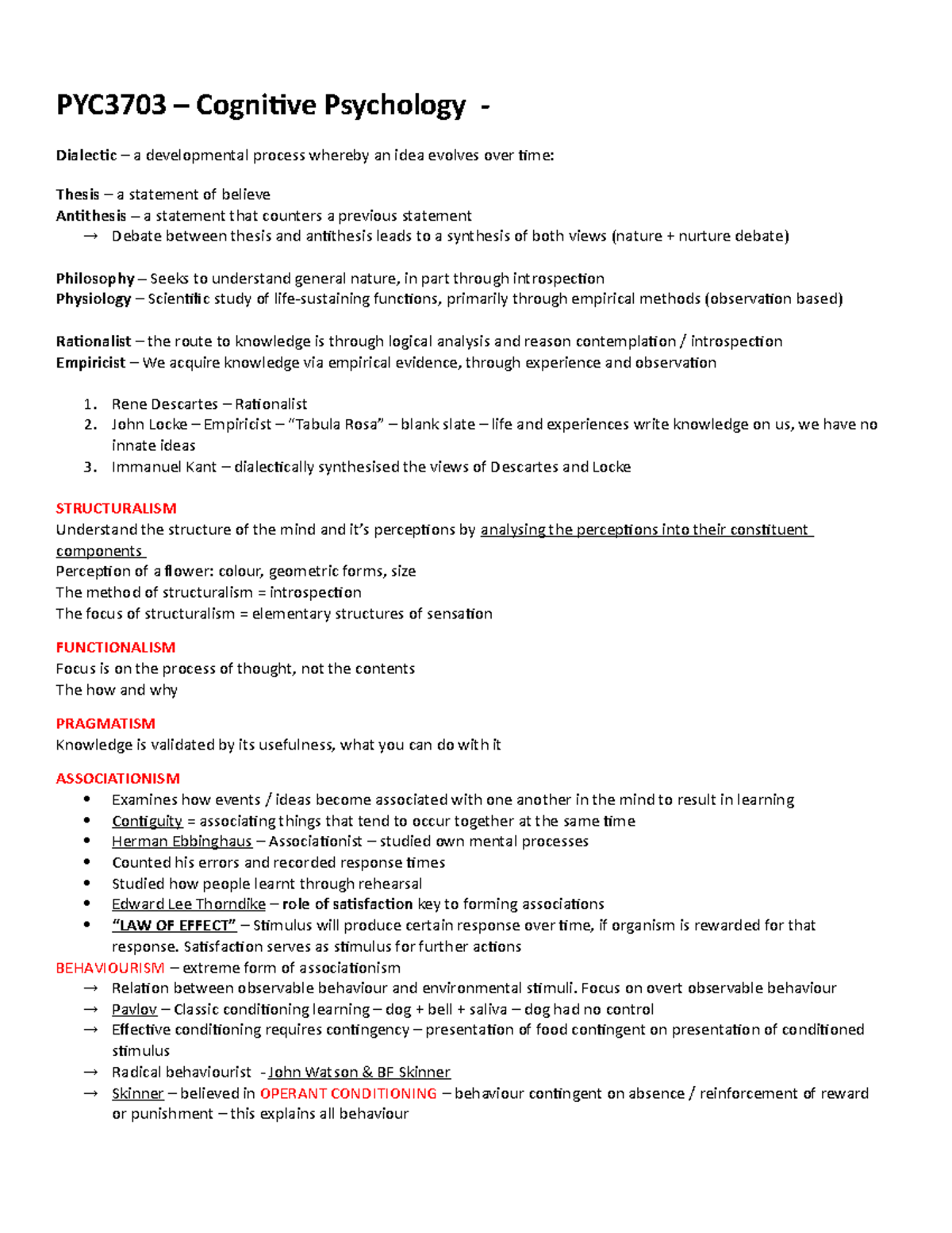 Exam 2014, questions and answers - PYC3703 – Cognitive Psychology ...