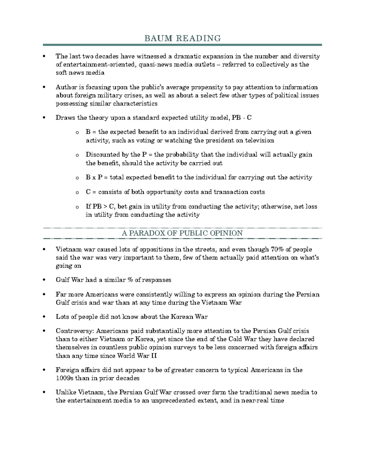 Baum Reading notes - BAUM READING The last two decades have witnessed a ...