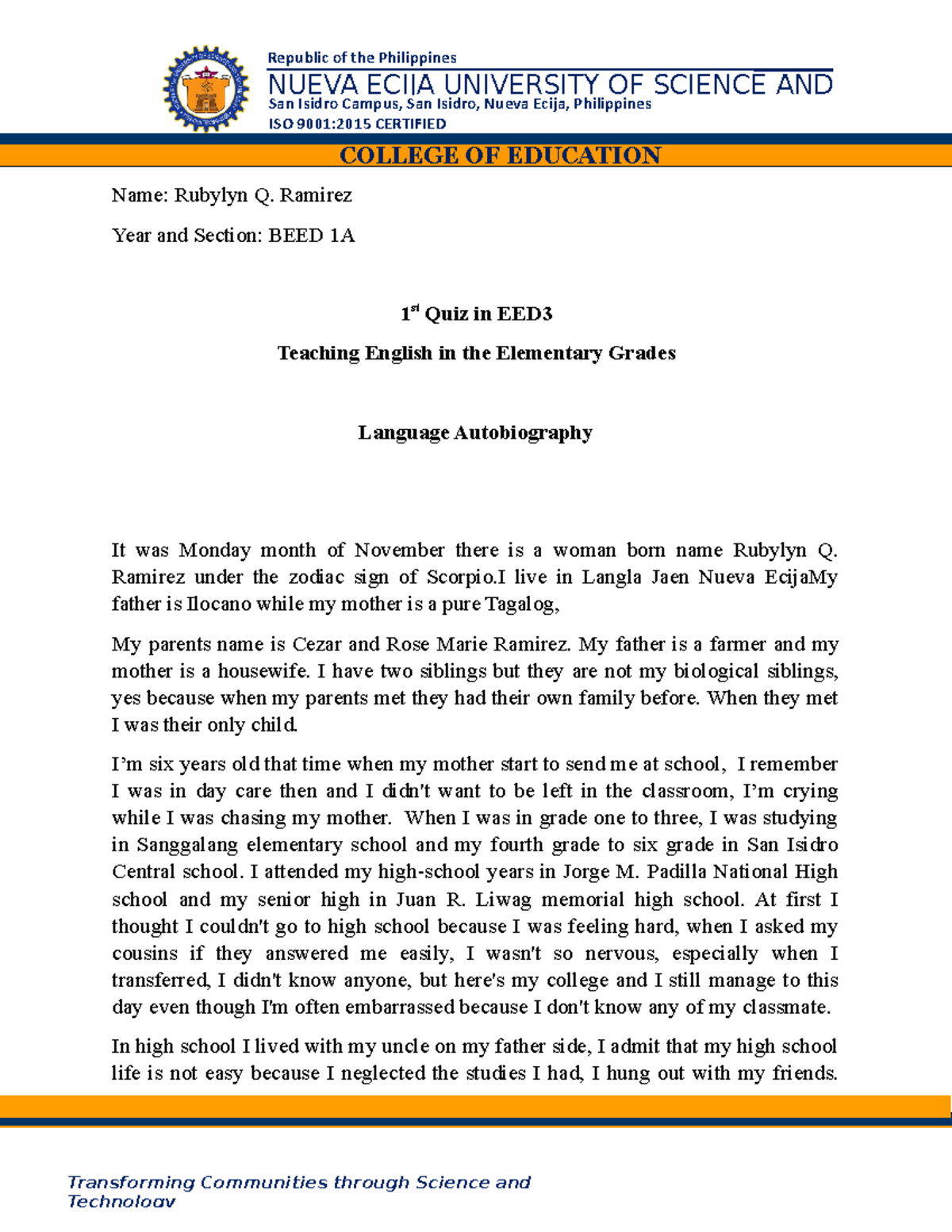 Activity number 8 assignment - BSED English - Studocu