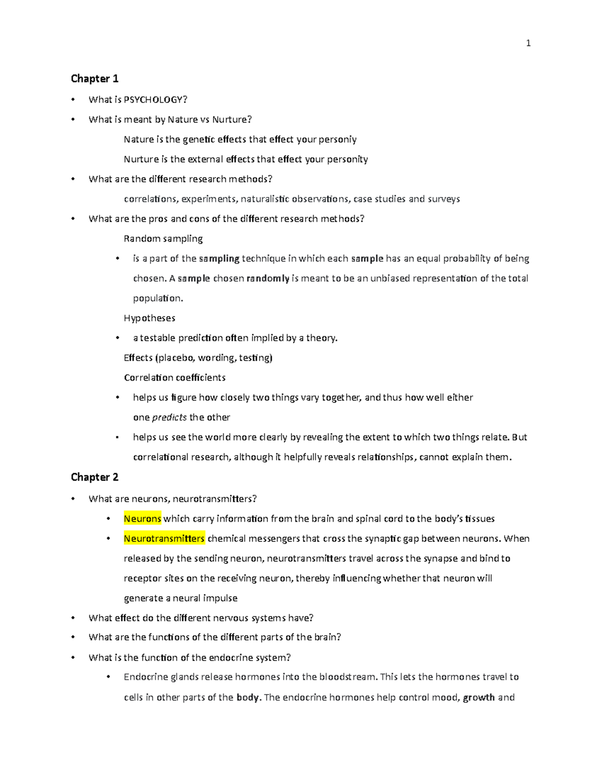 Psyc study guide - Mary Treuting - Chapter 1 What is PSYCHOLOGY? What ...