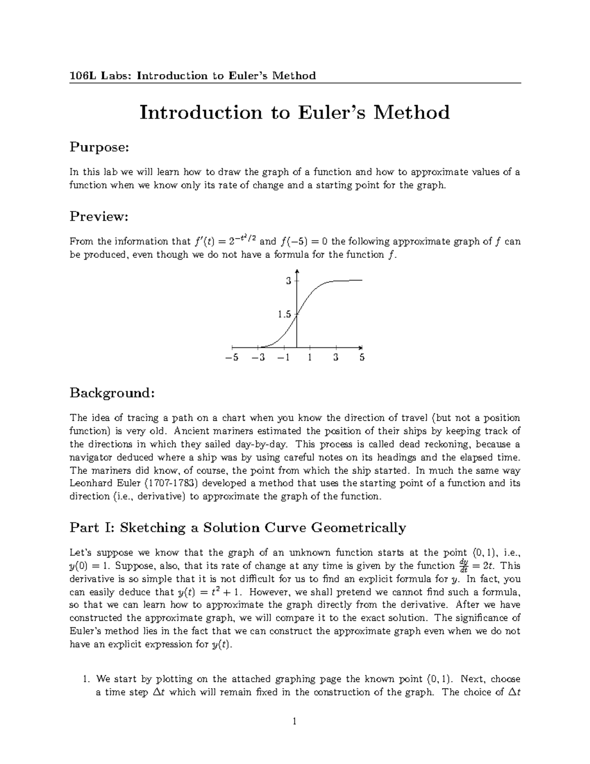 Lab9 eulers method - 106L Labs: Introduction to Method Introduction to ...
