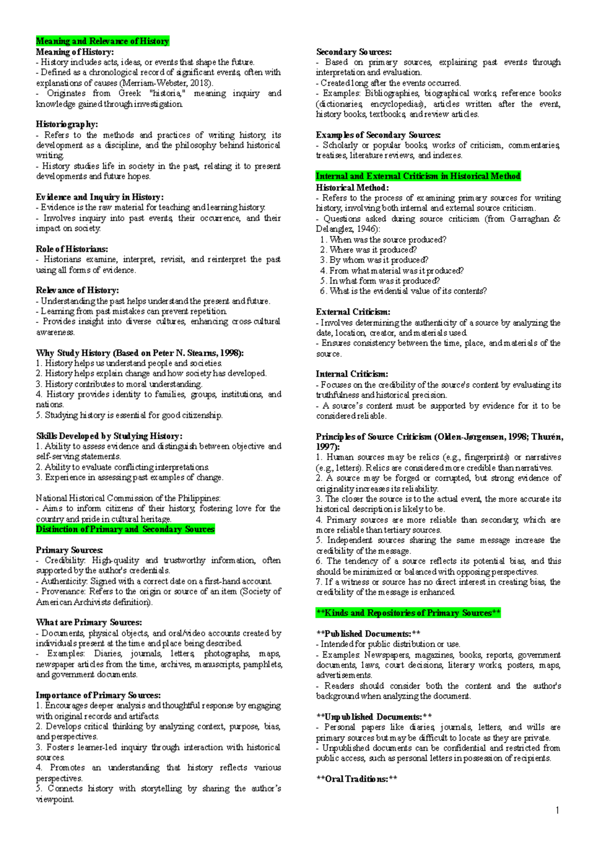 RPH-Midterm notes - Meaning and Relevance of History Meaning of History ...