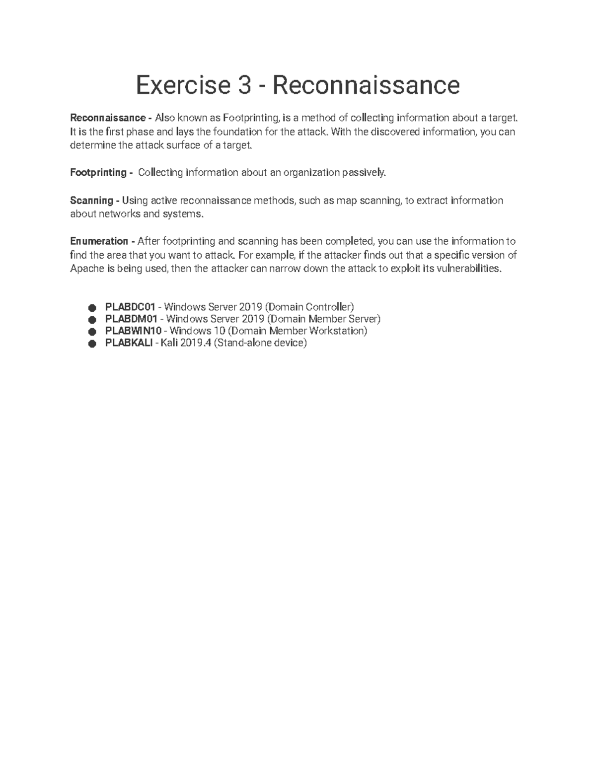 Exercise 3 - Reconnaissance - Exercise 3 - Reconnaissance ...