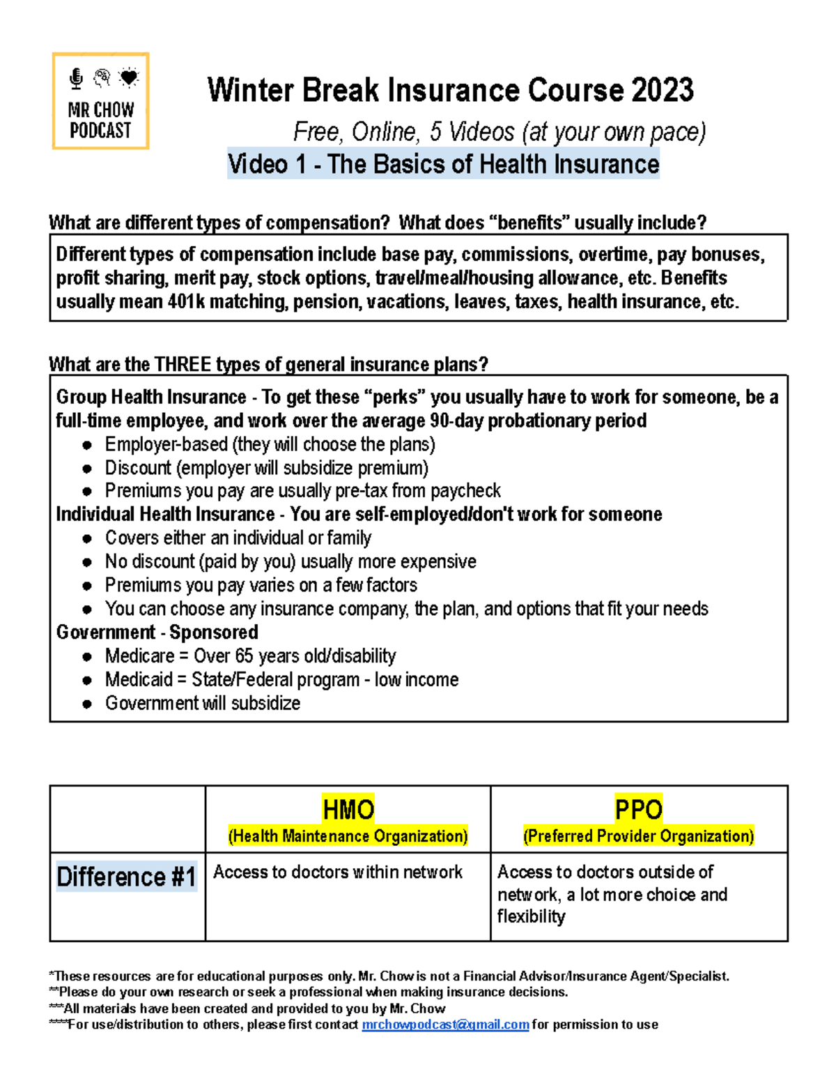 Copy of Spring Break Insurance Course Notes - 5 Videos (at your own ...