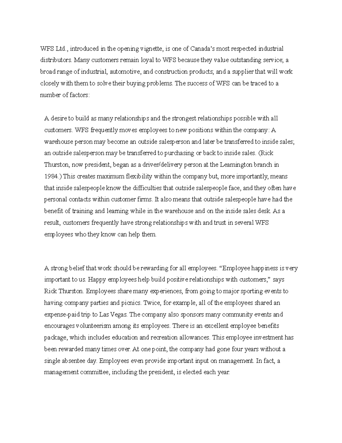 Testnotes - WFS Ltd., introduced in the opening vignette, is one of ...