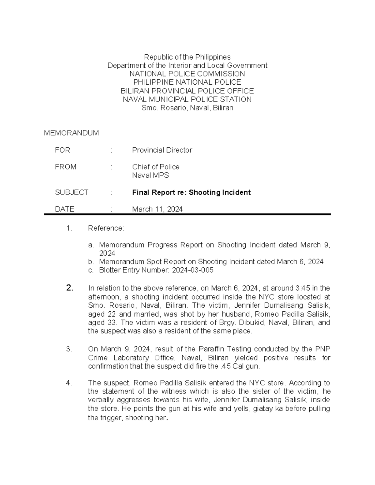 Final Report - Republic of the Philippines Department of the Interior and Local Government ...