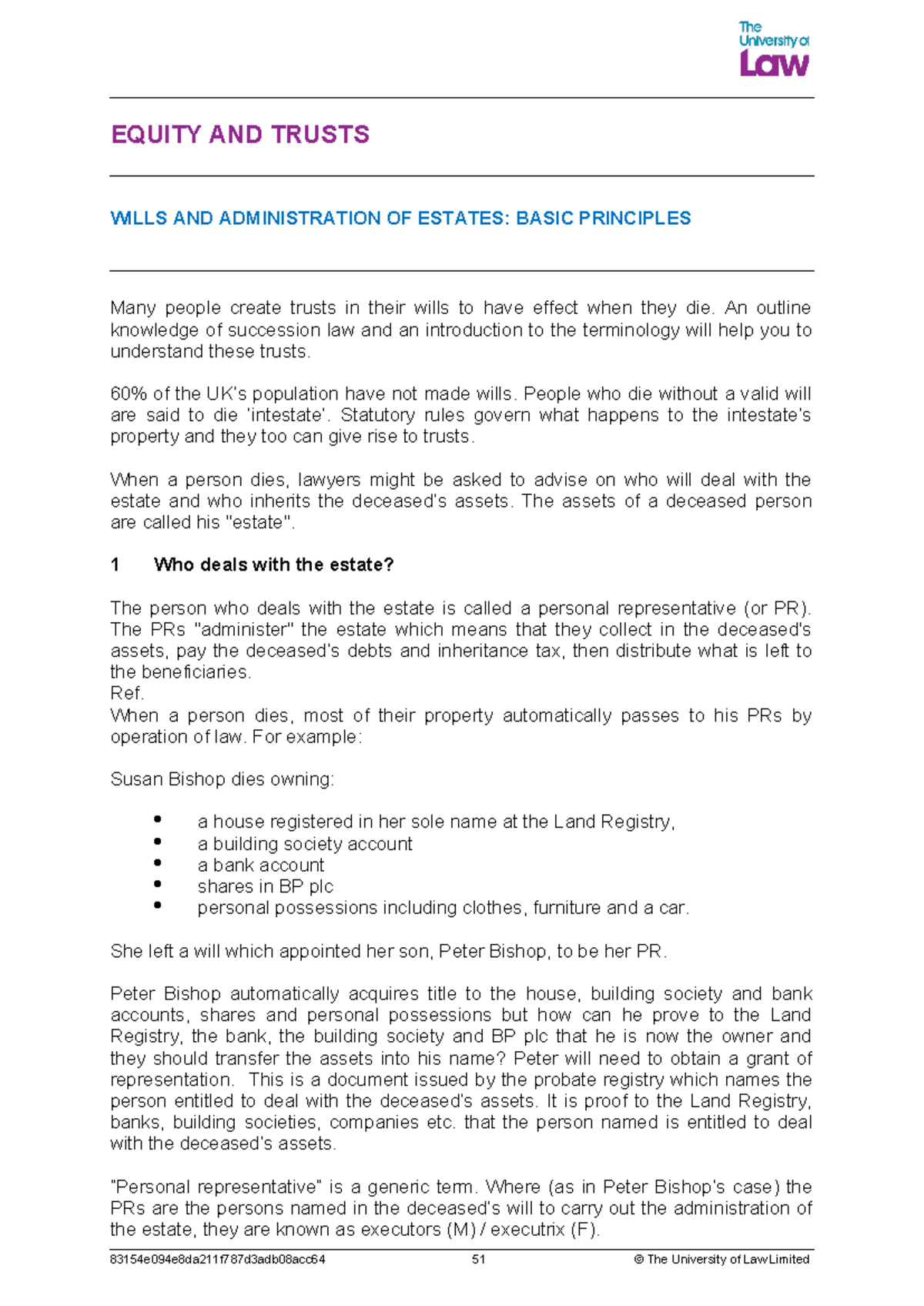Wills and administration Basics - EQUITY AND TRUSTS WILLS AND ...