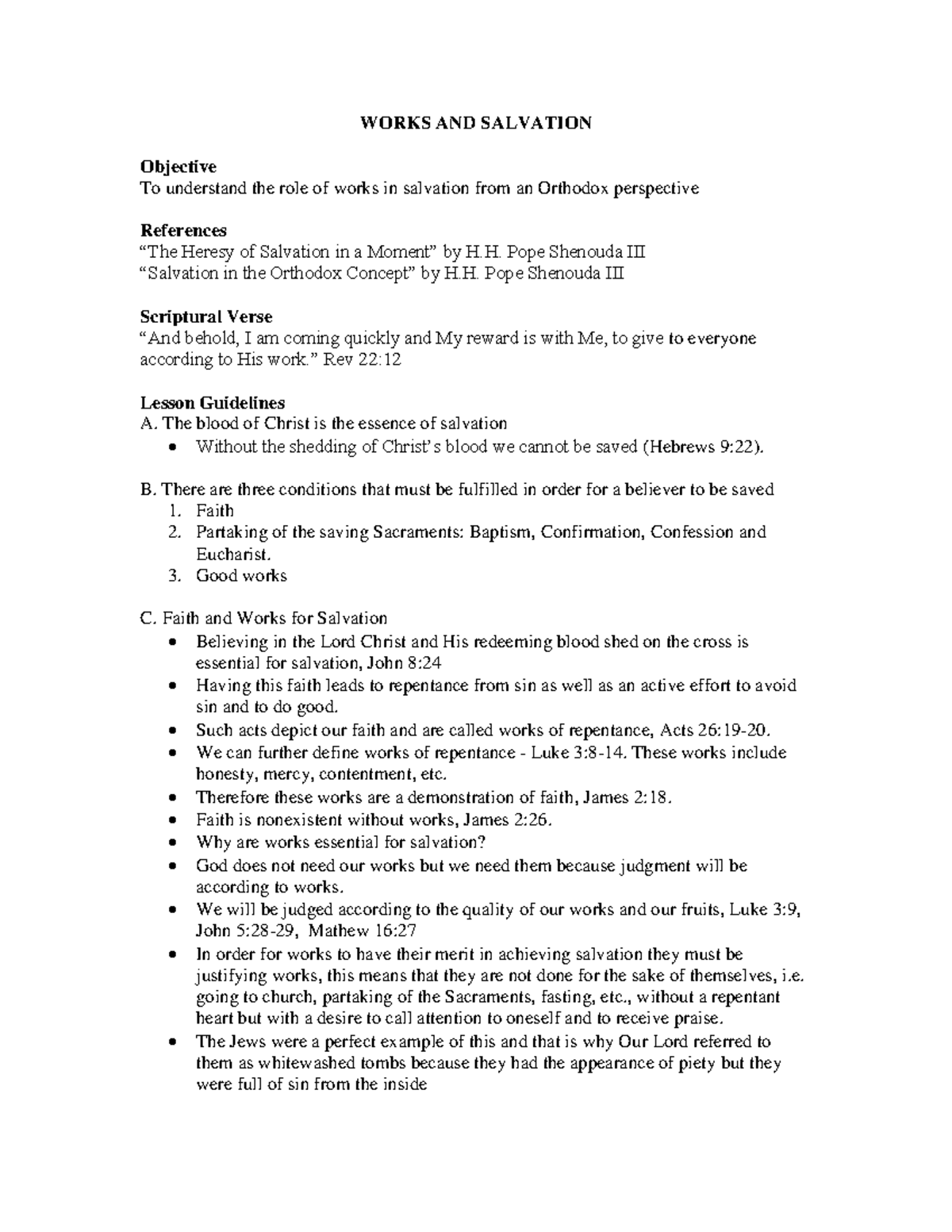 4 23 works and salvation - WORKS AND SALVATION Objective To understand ...