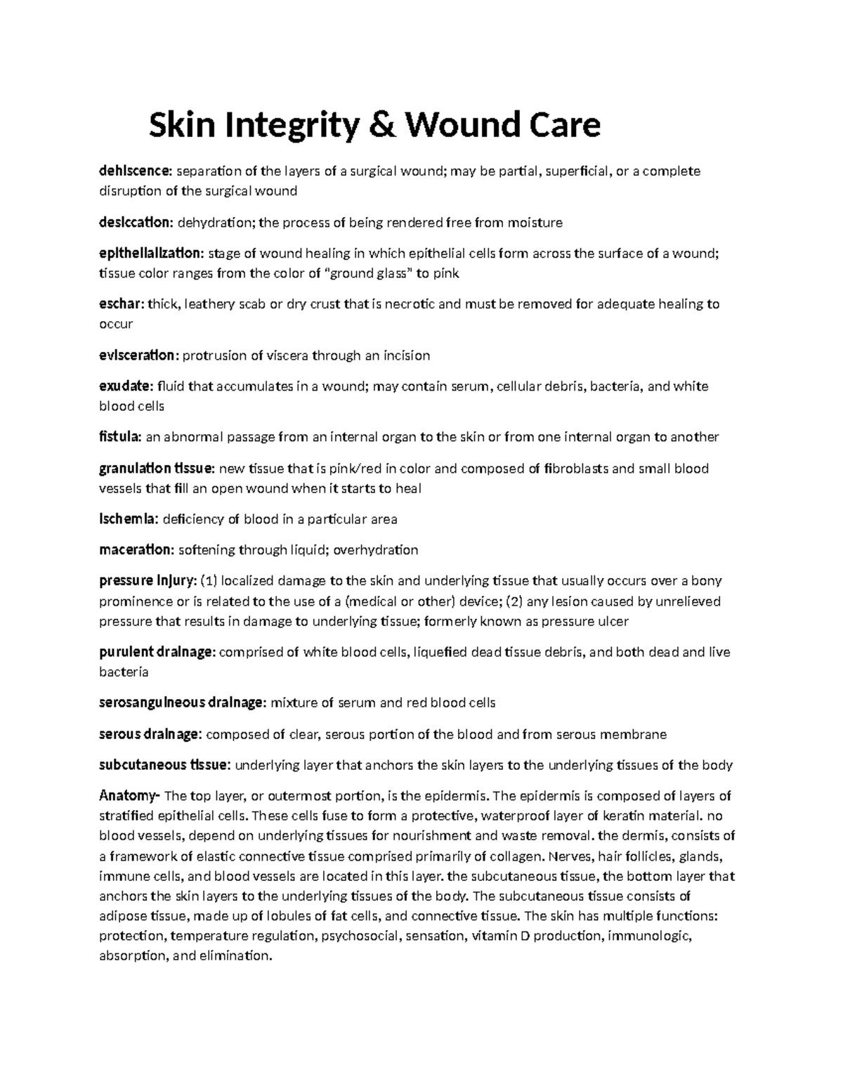 Skin Integrity - The epidermis is composed of layers of stratified ...