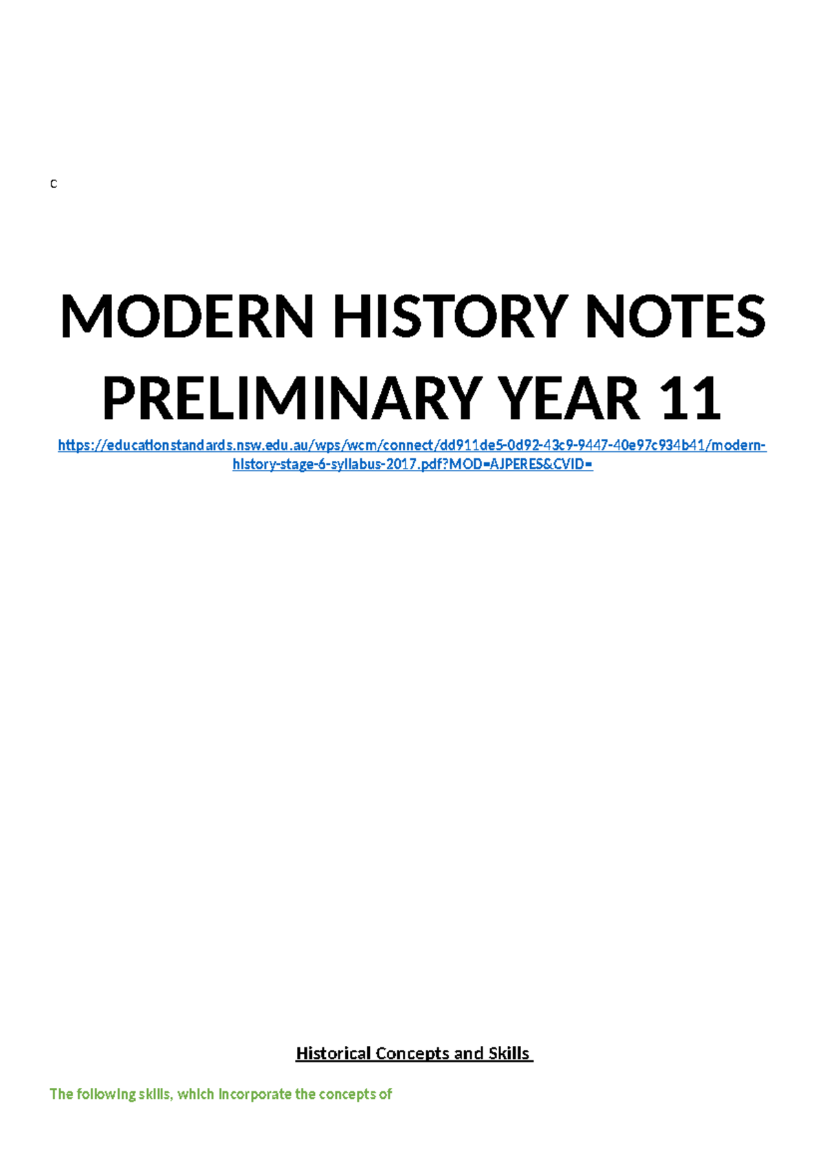 Modern History Notes YEAR 11 - c MODERN HISTORY NOTES PRELIMINARY YEAR ...