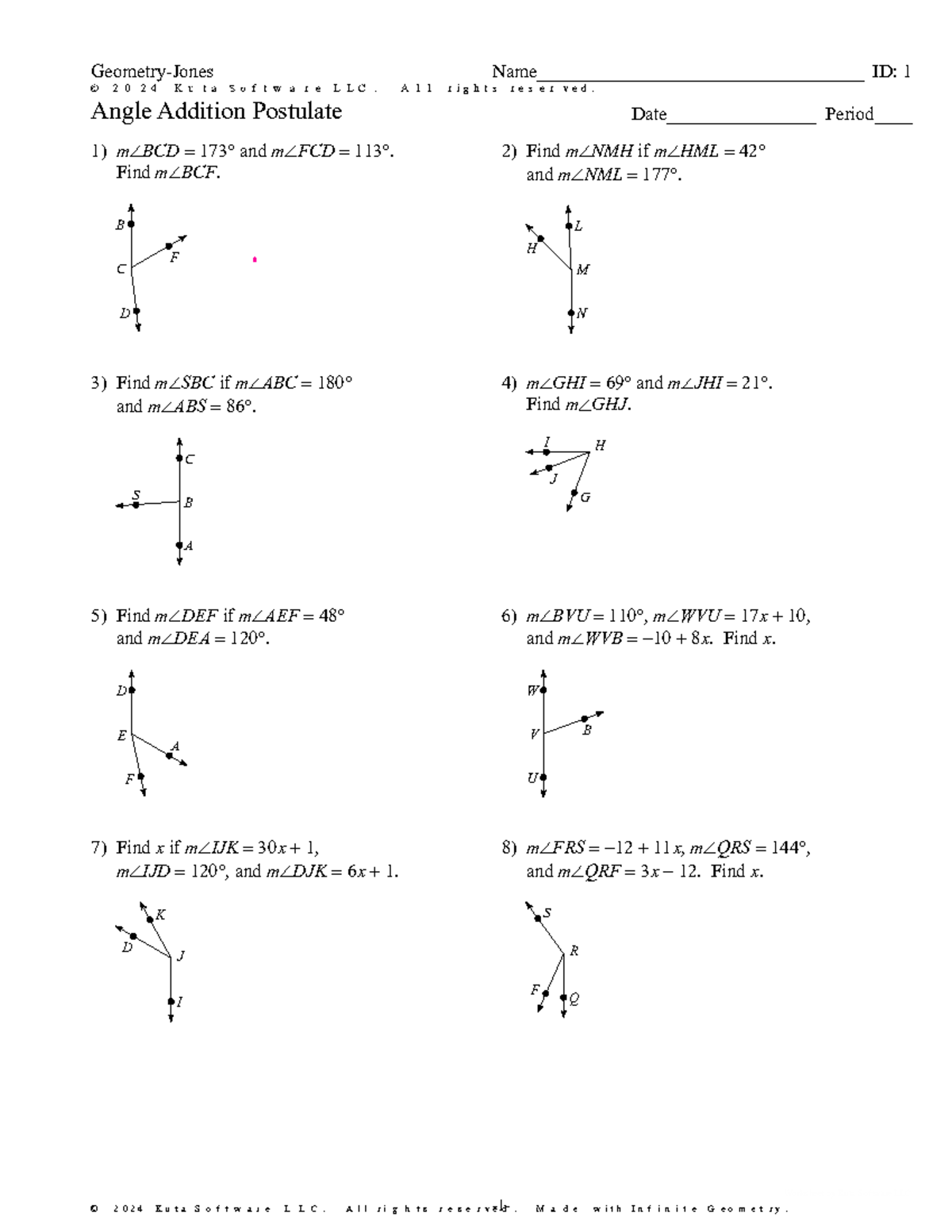Angle Addition Practice - ©m Z 2 p 0 j 2 ] 4 O ^KluntcaI sSXoufZtAwYa ...