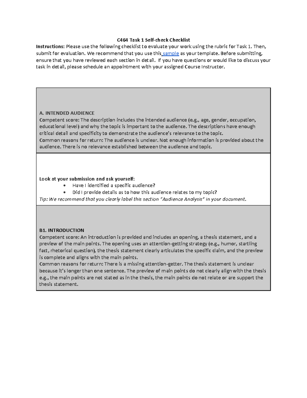 C464 Task 1 Self - Self-checklist for Task 1 requirements - C464 Task 1 ...