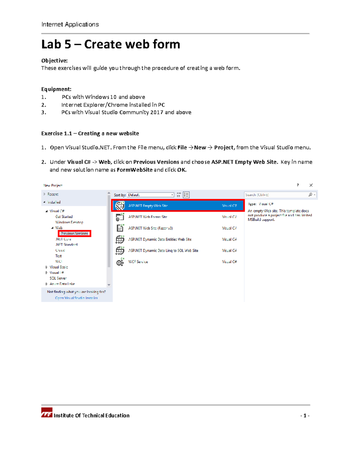 Lab 5 - Create web form - this is a labsheet - Lab 5 – Create web form ...