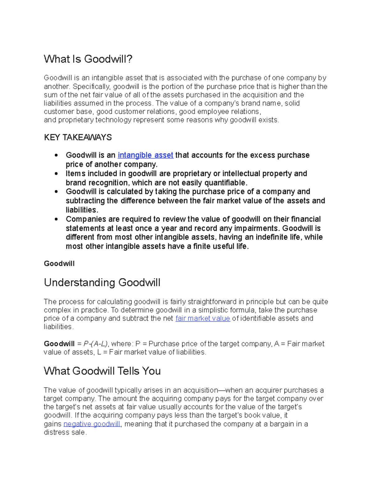 Concept of Goodwill Concept of Goodwill Concept of Goodwill Concept of ...