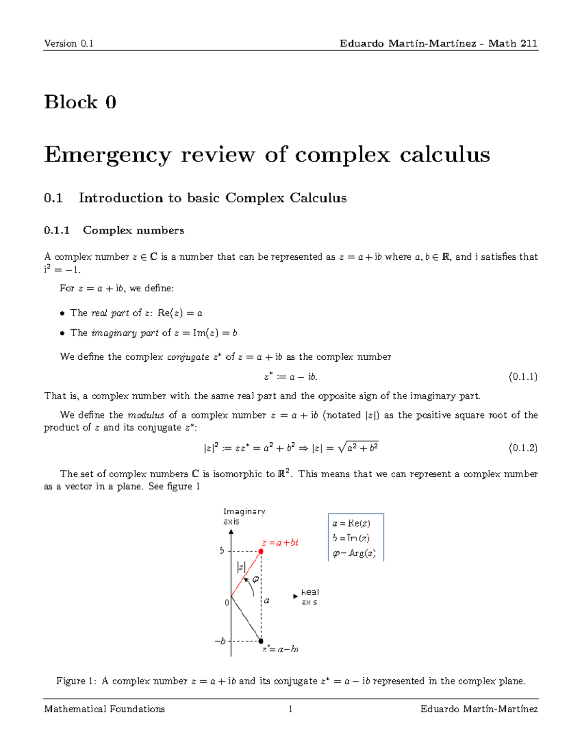 Block 0 - lec 1 - Block 0 Emergency review of complex calculus 0 ...