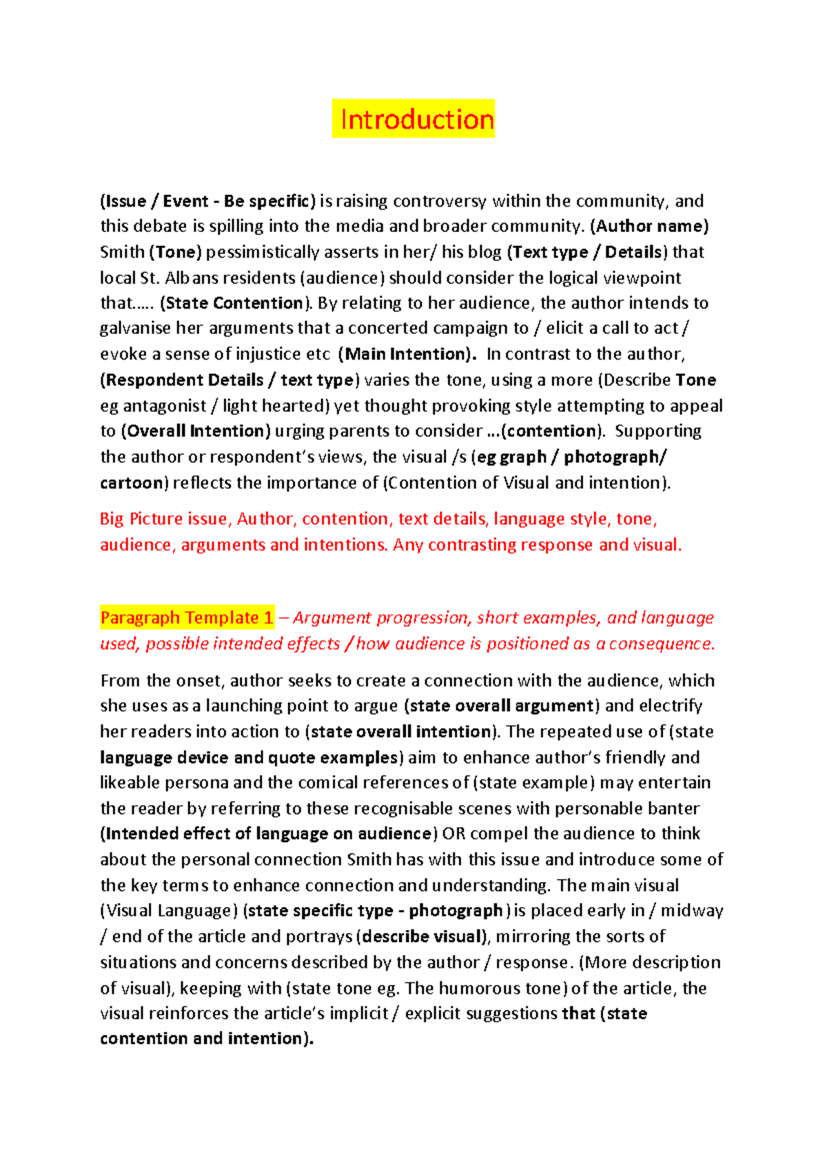 My Template 2022 - Essay - Introduction (Issue / Event - Be specific ...