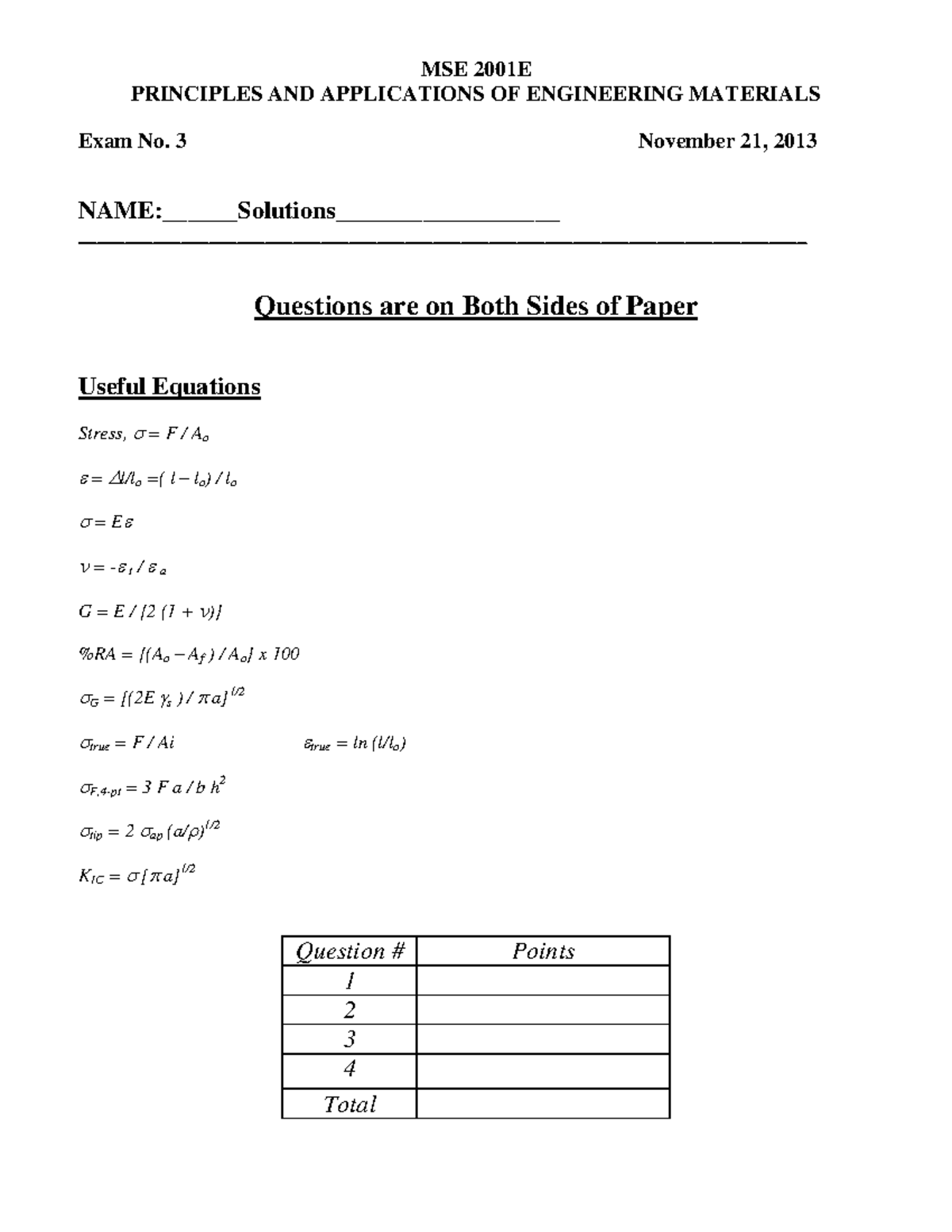 MSE2001 Fall2013-Singh-Exam3 - MSE 2001E PRINCIPLES AND APPLICATIONS OF ...