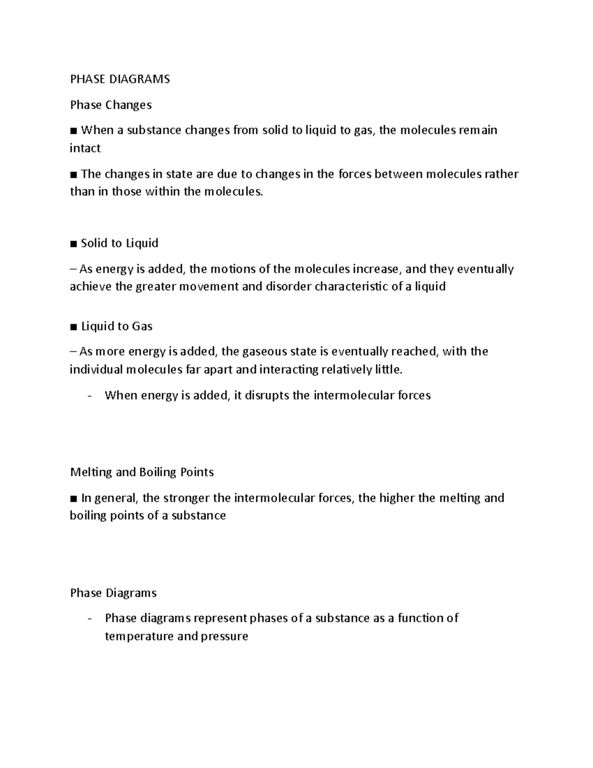 236 - Phase Diagrams - PHASE DIAGRAMS Phase Changes When a substance ...