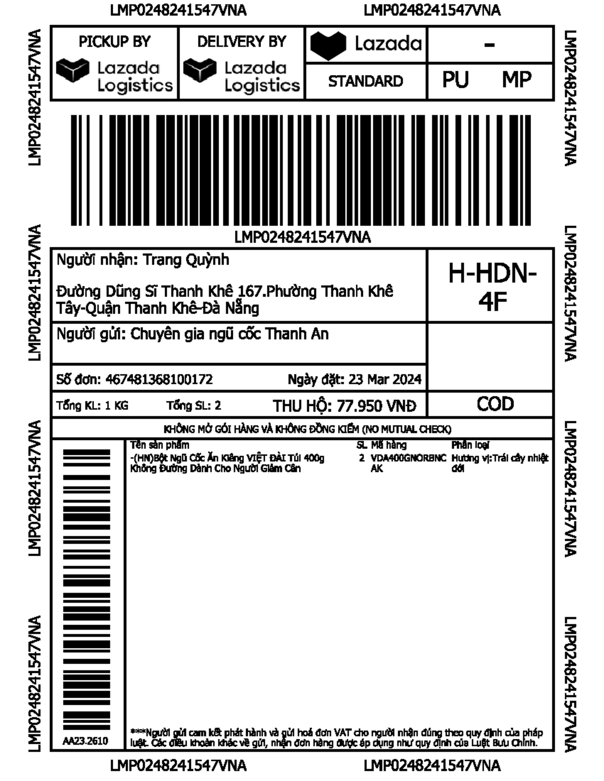 Lazada s2503 awb - Thương mại điện tử - Studocu