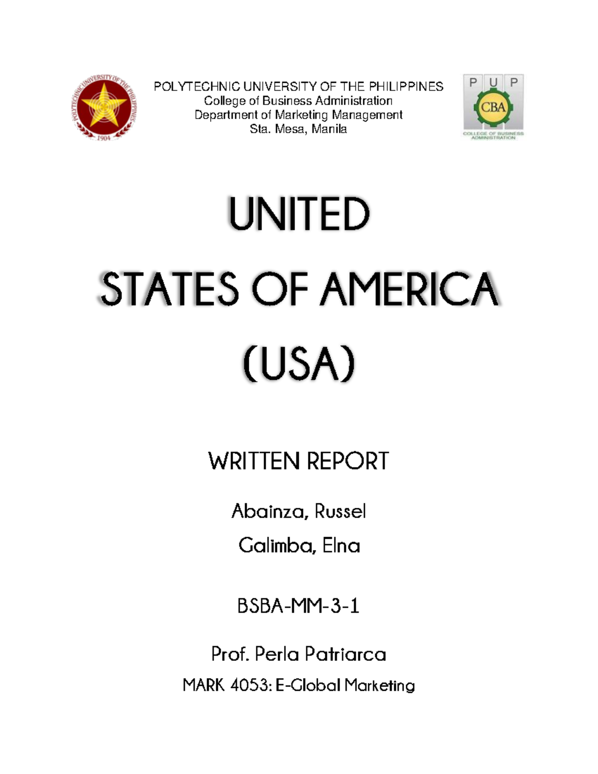 USA-Written-Report - Marketing Management - Warning: TT: undefined ...