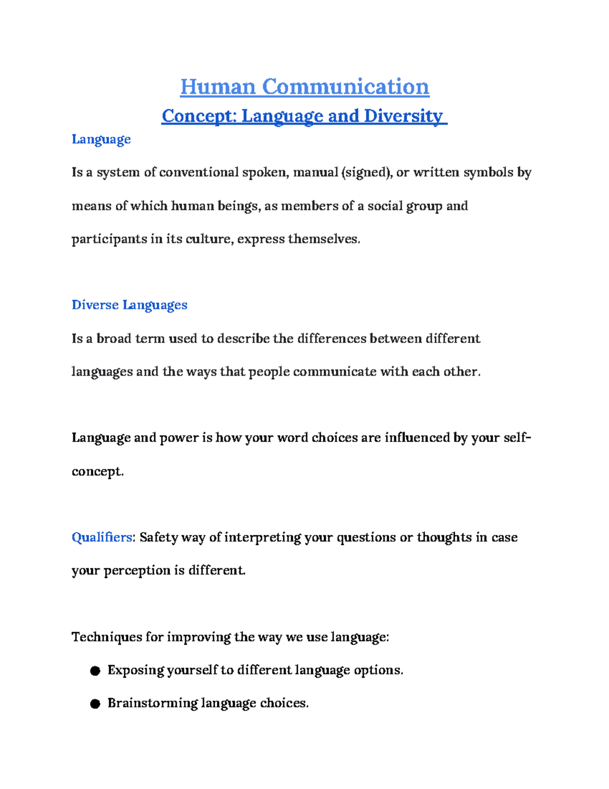Language and Diversity - Human Communication Concept: Language and ...