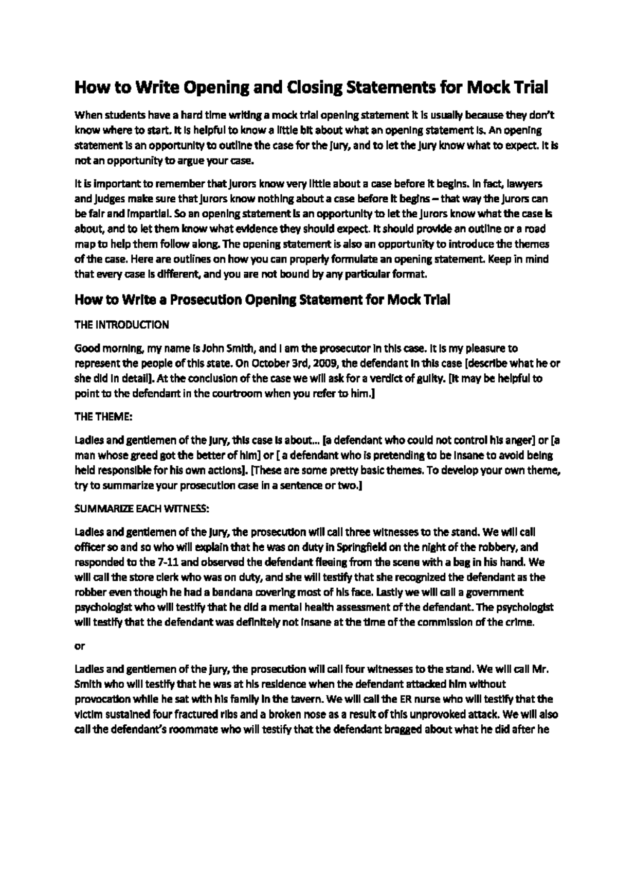 How to write opening and closing argument in trial - Język angielski ...
