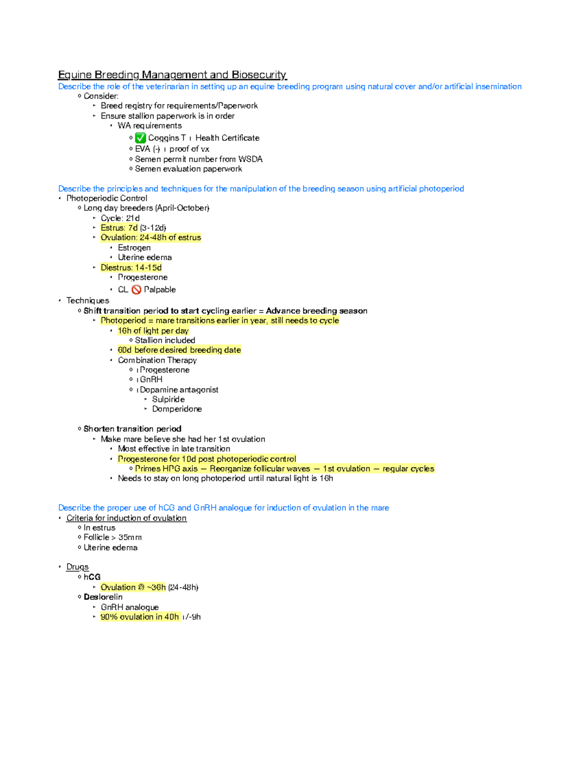 Equine Therio Objectives - Equine Breeding Management and Biosecurity ...