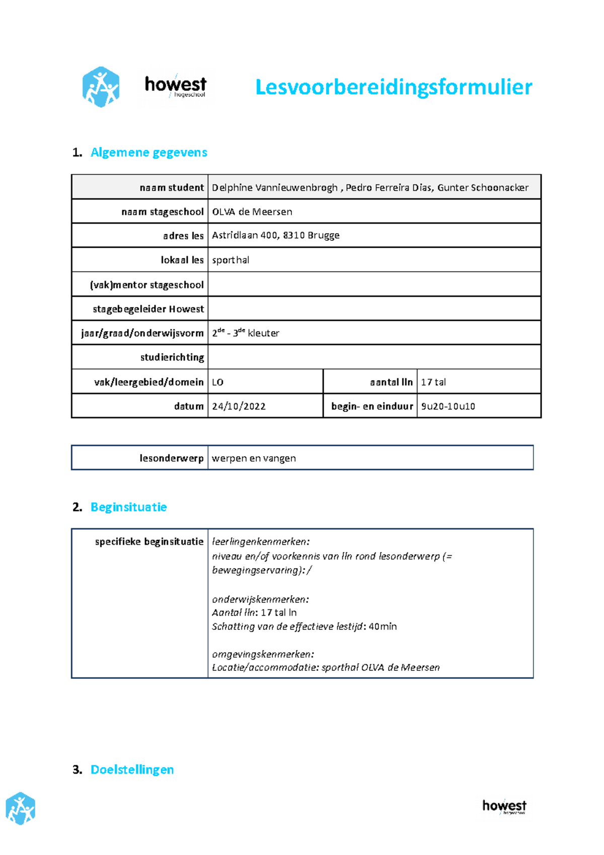 LVB-multimove - Lesvoorbereidingsformulier 1. Algemene gegevens naam ...