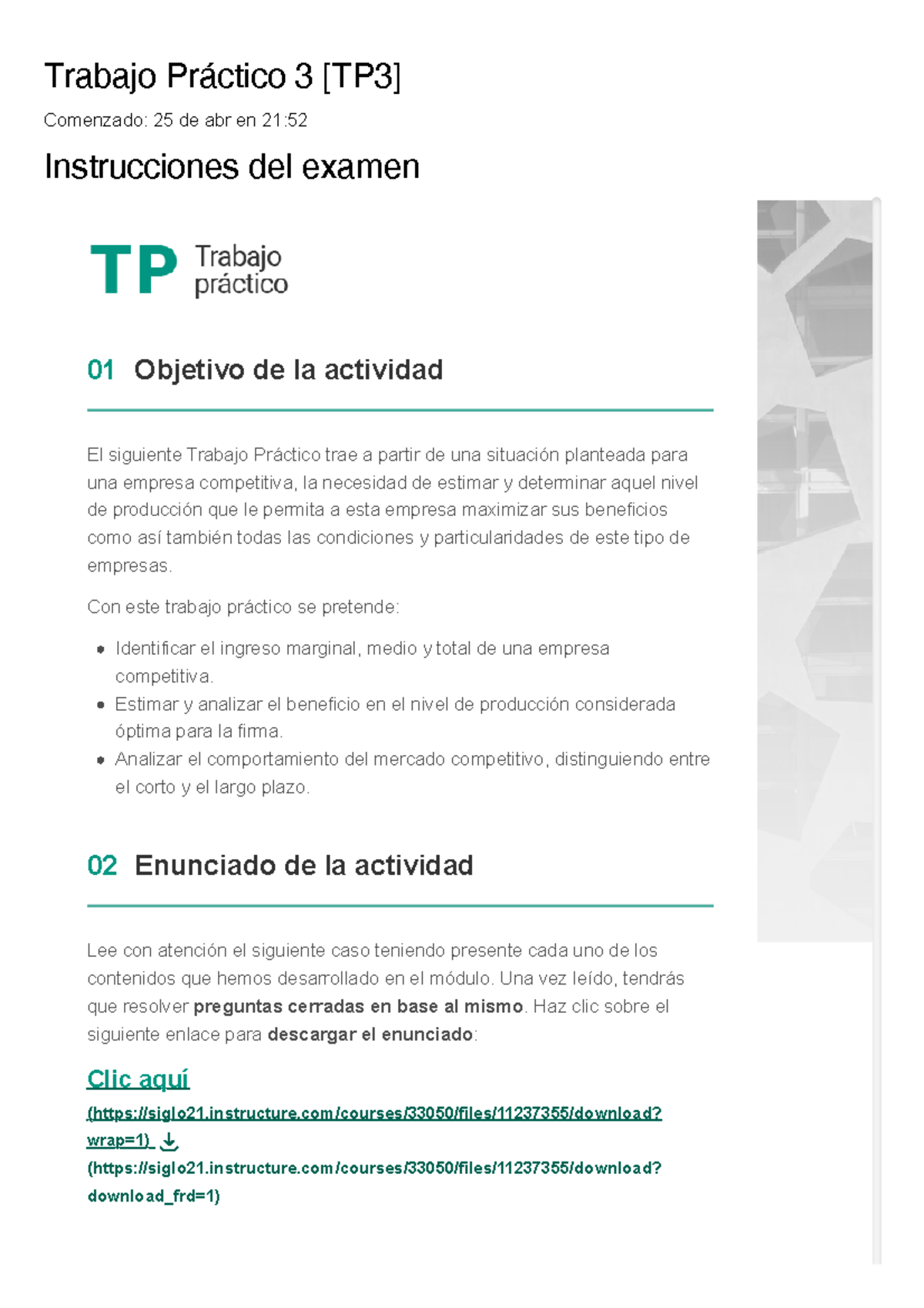 Examen Trabajo Práctico 3 [TP3] MS - Trabajo Práctico 3 [TP3] Comenzado: 25 de abr en 21: - Studocu