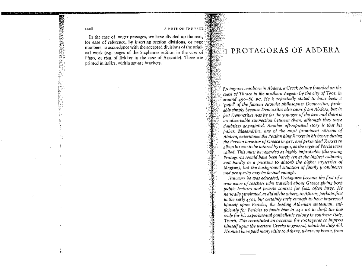 Fragments on Protagoras Doctrines - Introduction to Philosophy - Studocu