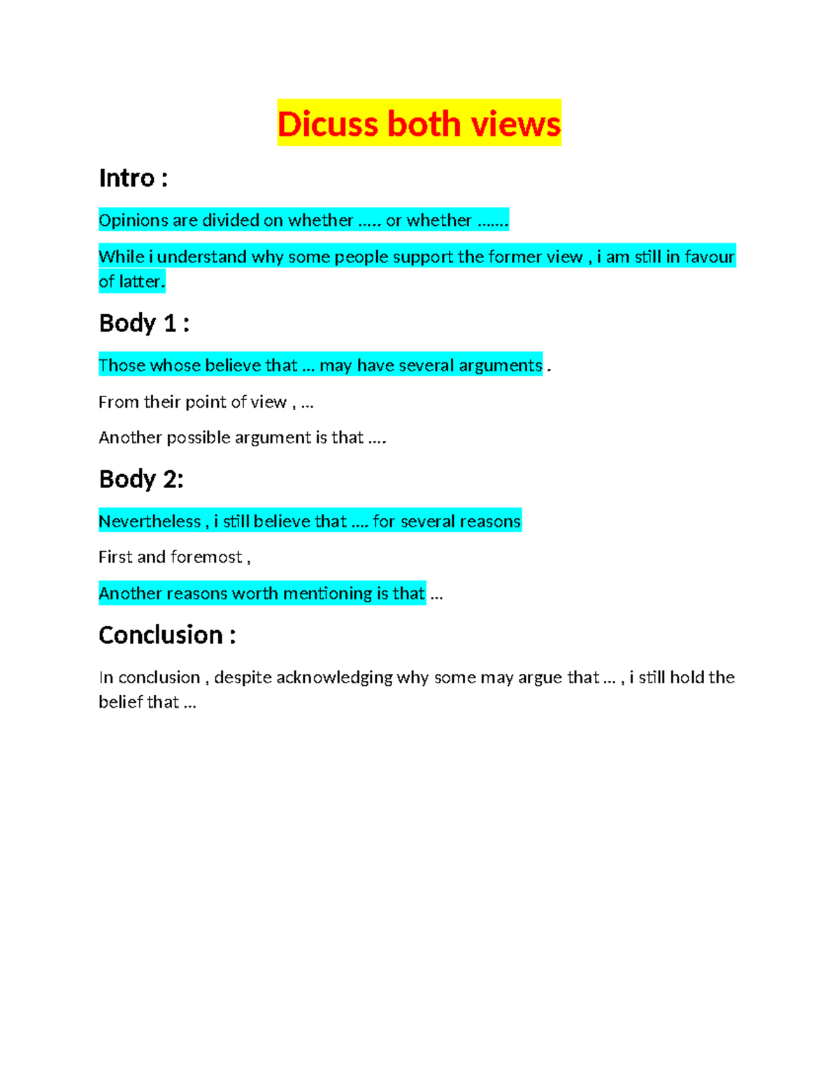 Dicuss-both-views 2 - Y uvvuvu - Dicuss both views Intro : Opinions are ...