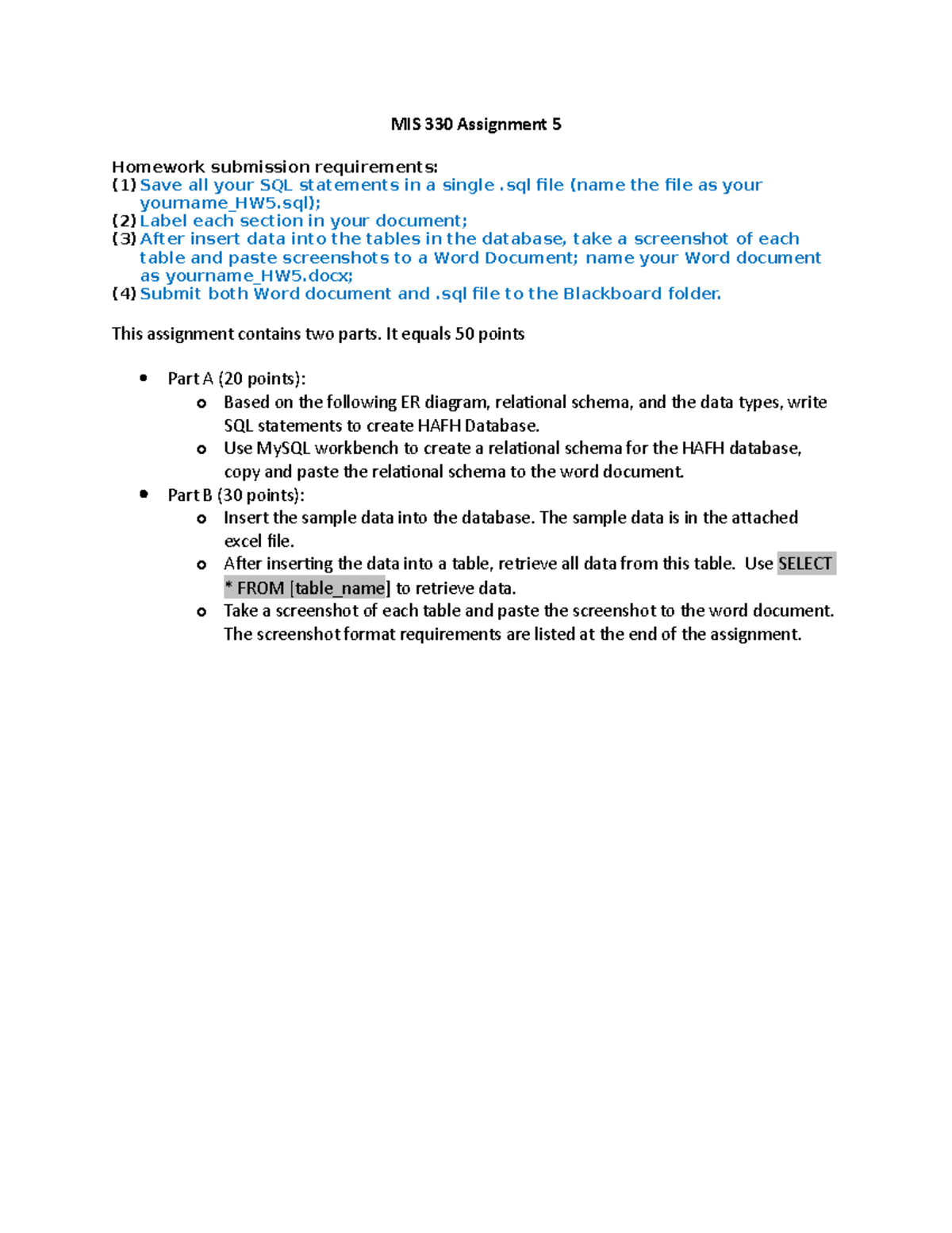 MIS 330 Assignment 5 - MIS 330 Assignment 5 Homework submission ...