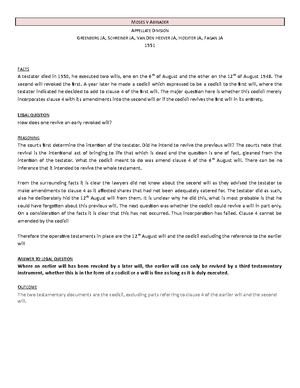 Ex Parte Graham - Summary Law of Succession - EX PARTE GRAHAM 1963 DCLD ...