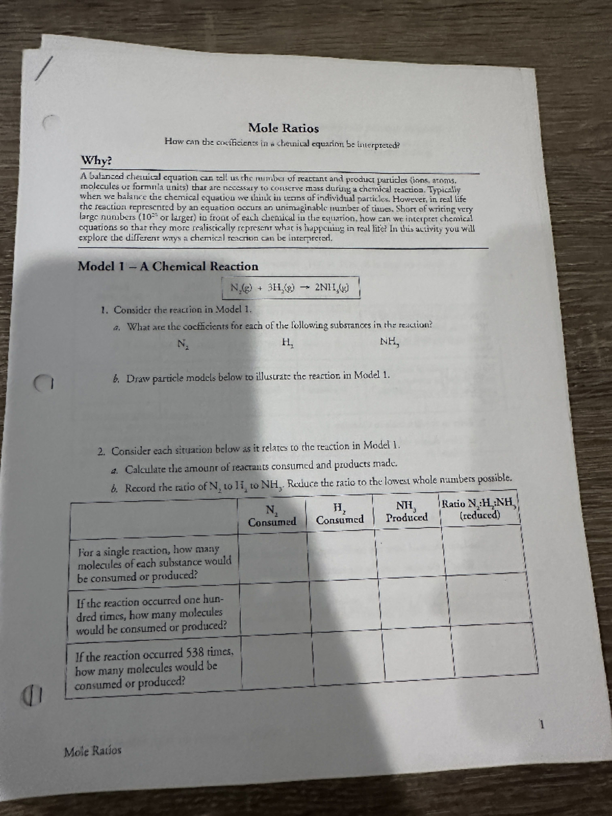 Mole Ratios Assignment - Studocu
