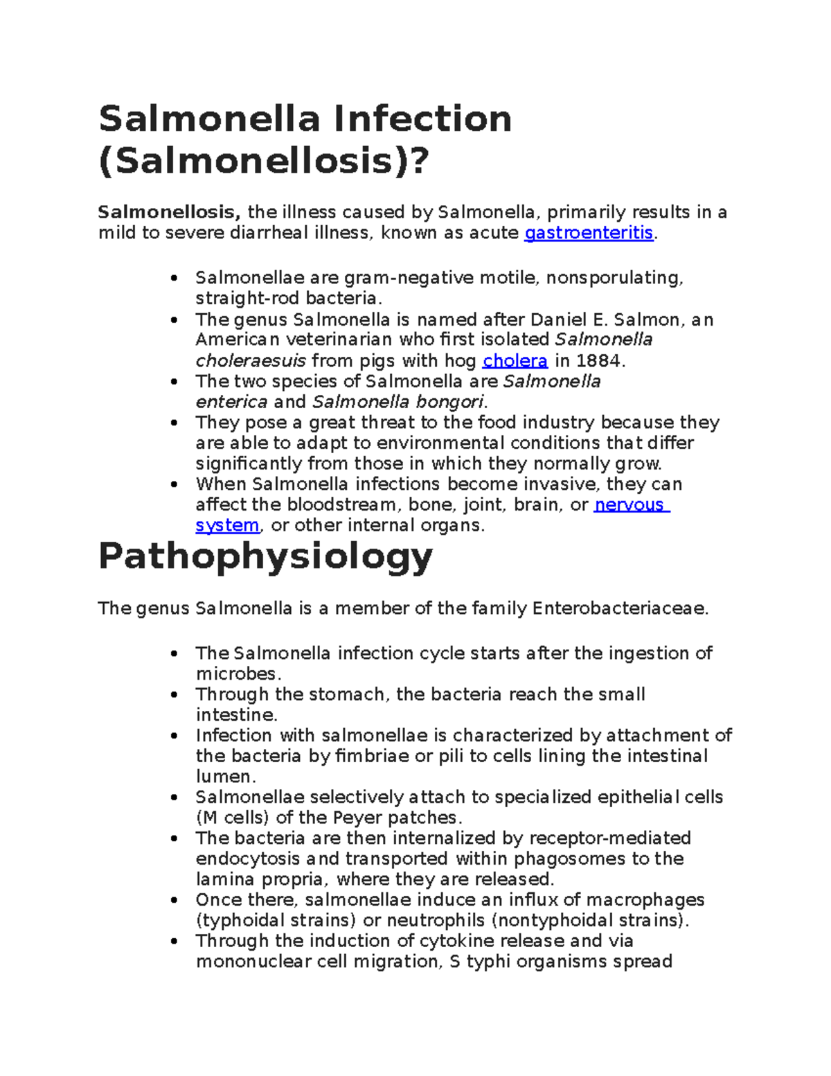 Salmonella Infectionnotes - Salmonella Infection (Salmonellosis ...