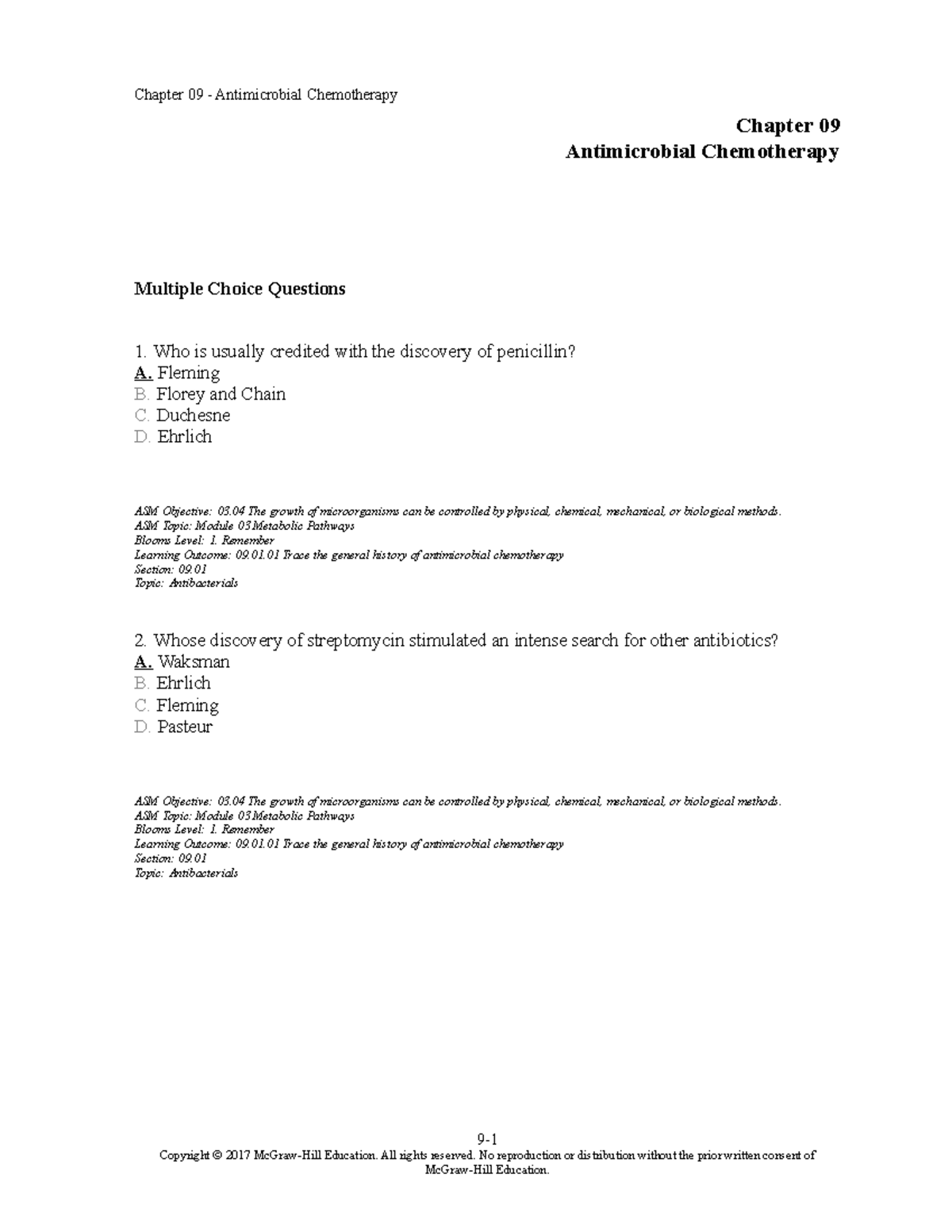 Chap009 - Prescotts 10th Ed. - Chapter 09 Antimicrobial Chemotherapy ...