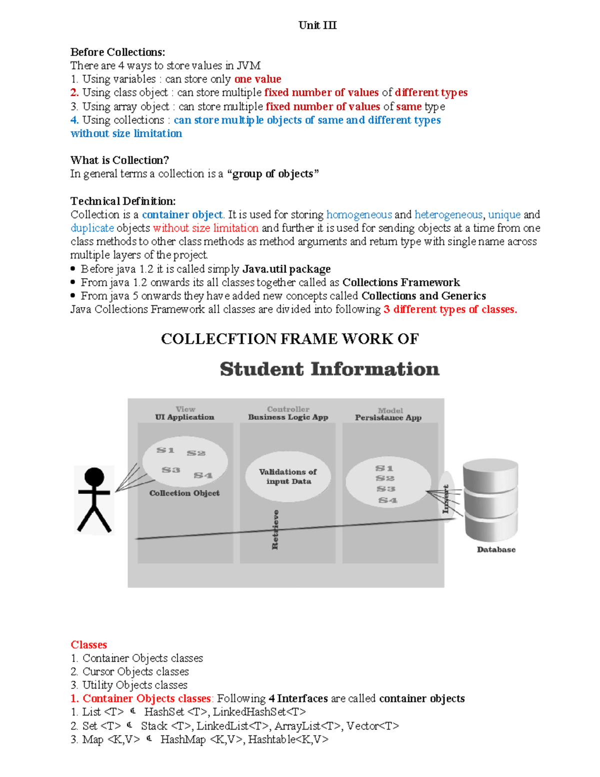 Java Unit 3 Student Copy Part1 - Unit III Before Collections: There are ...