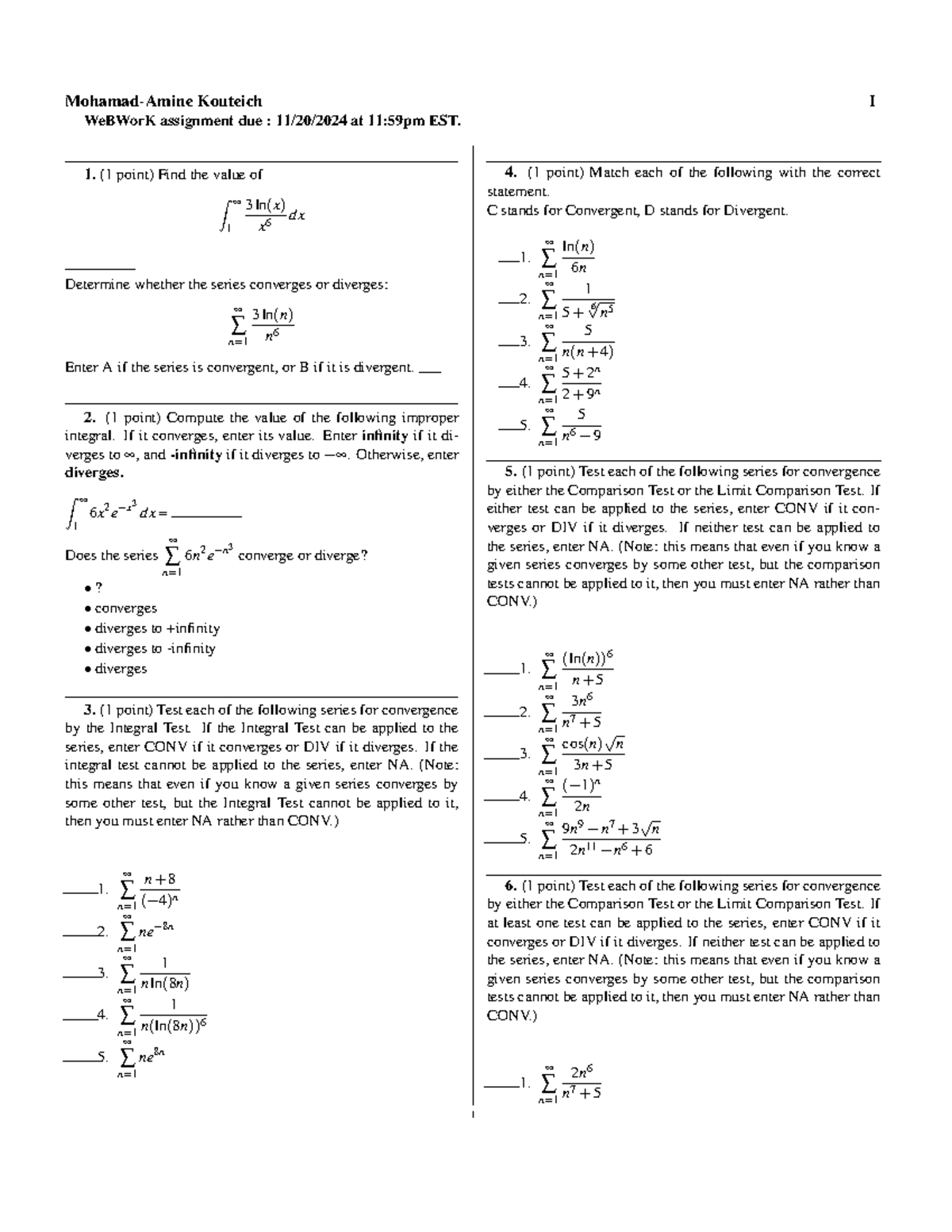 MATH 205 Fall 2024 - www - Mohamad-Amine Kouteich I WeBWorK assignment ...