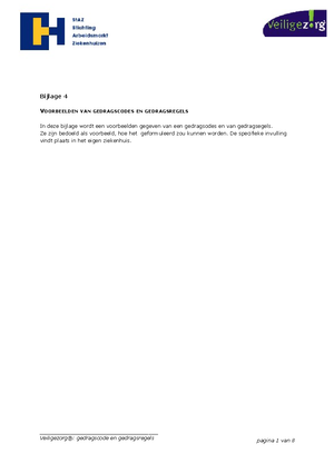 Voorbeelden van gedragscode en gedragsregels - Bijlage 4 VOORBEELDEN ...