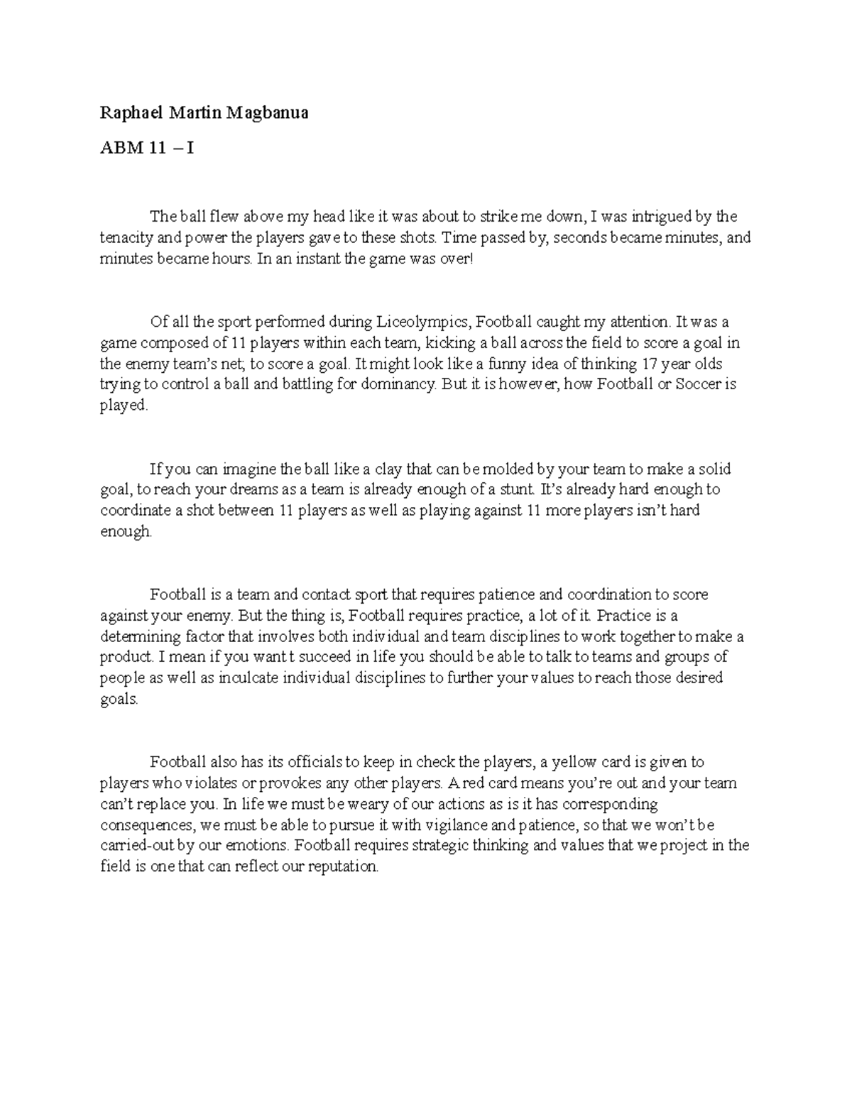 Essay Mapeh Sports and Trade - Popular Culture - Central - Studocu