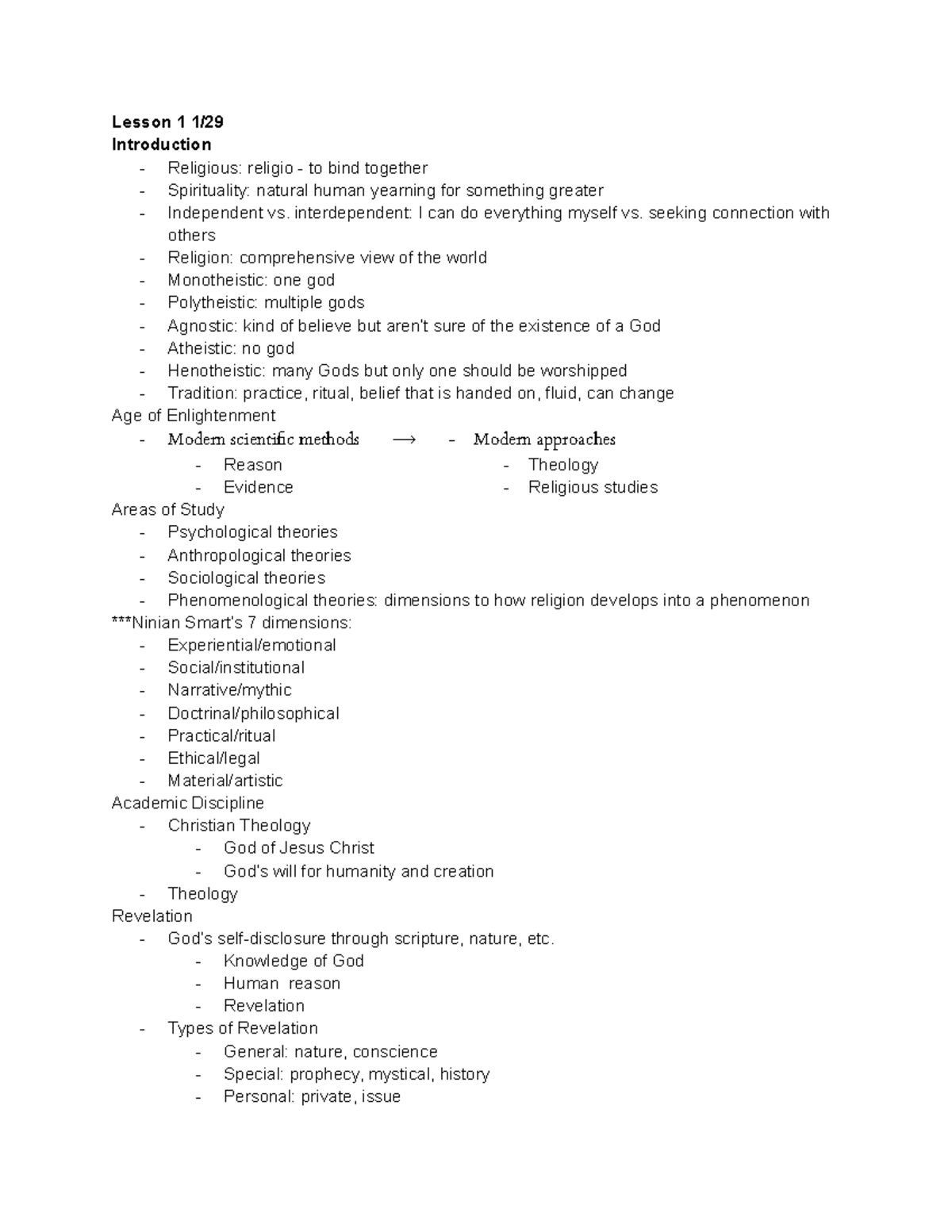 Perspectives on Christianity Notes - Lesson 1 1/ Introduction ...