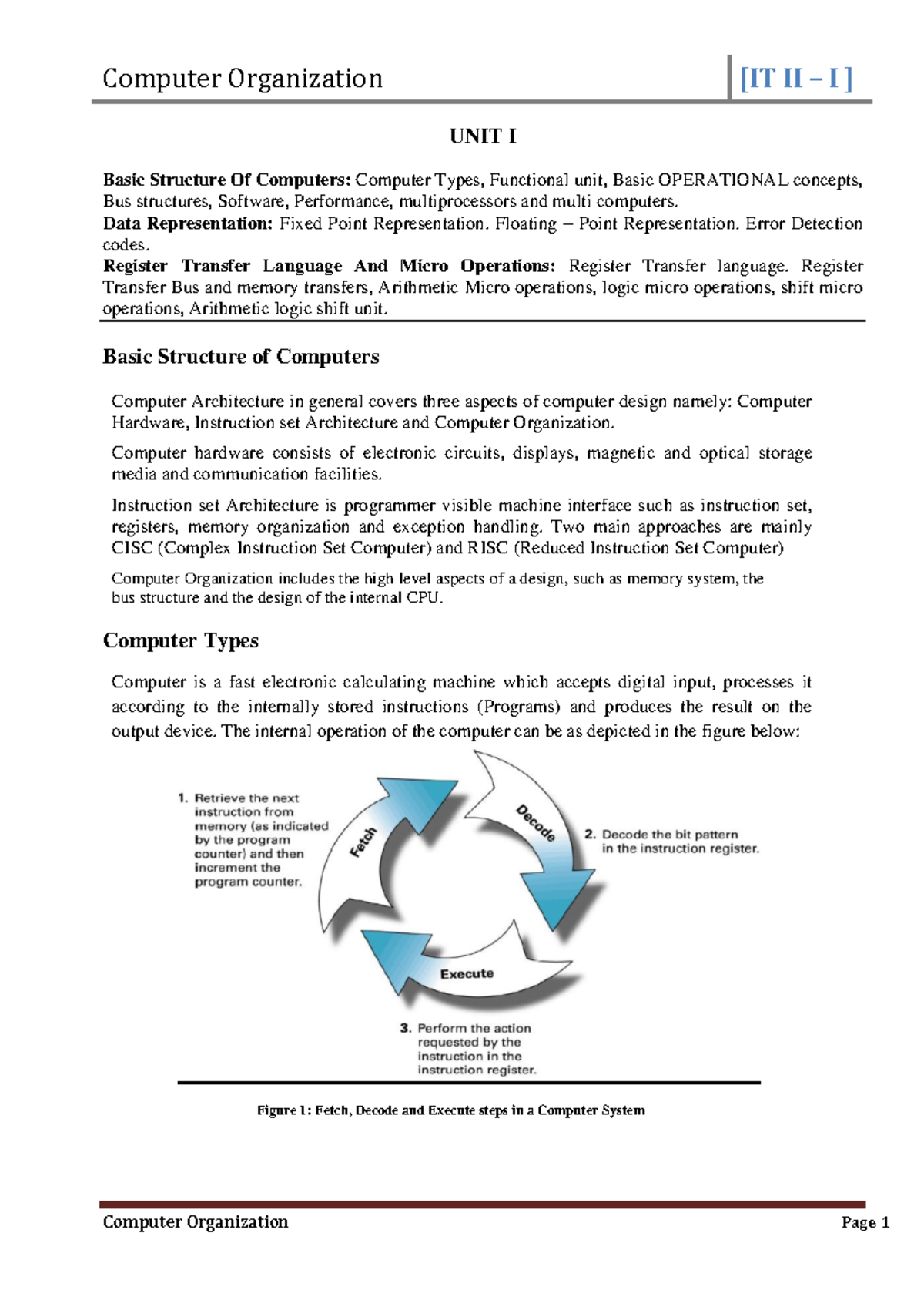 Computer Organization (R17A0510)-6-101 - UNIT I Basic Structure Of Computers: Computer Types ...