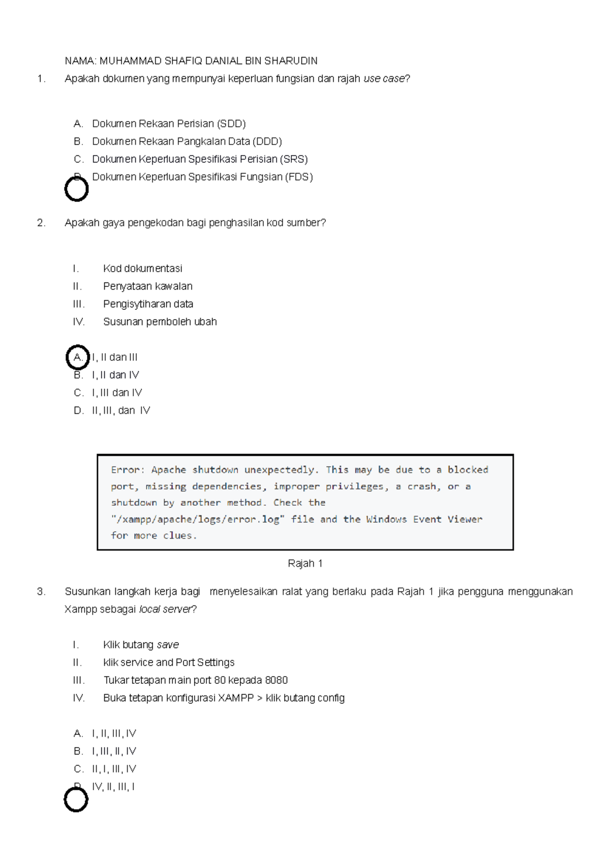 Muhammad Shafiq Danial BIN Sharudin Moe - Latihan SKM 1 - NAMA: MUHAMMAD SHAFIQ DANIAL BIN ...