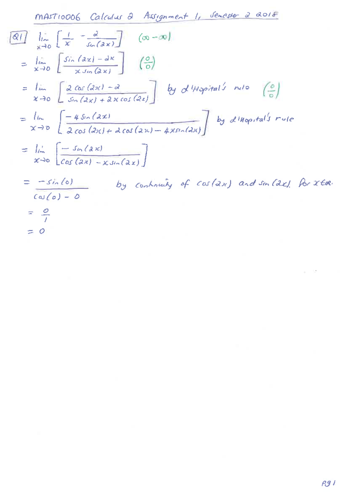 Assign 1solns - MAST10006 - Studocu