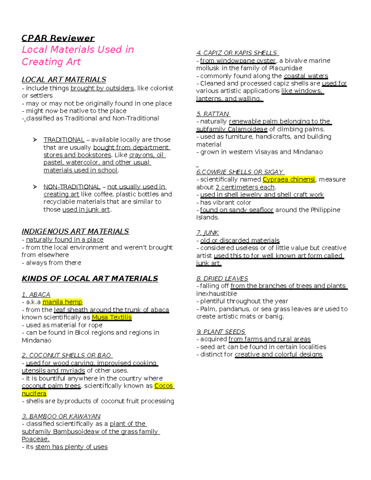 CPAR reviewer for finals - CPAR Reviewer Local Materials Used in ...