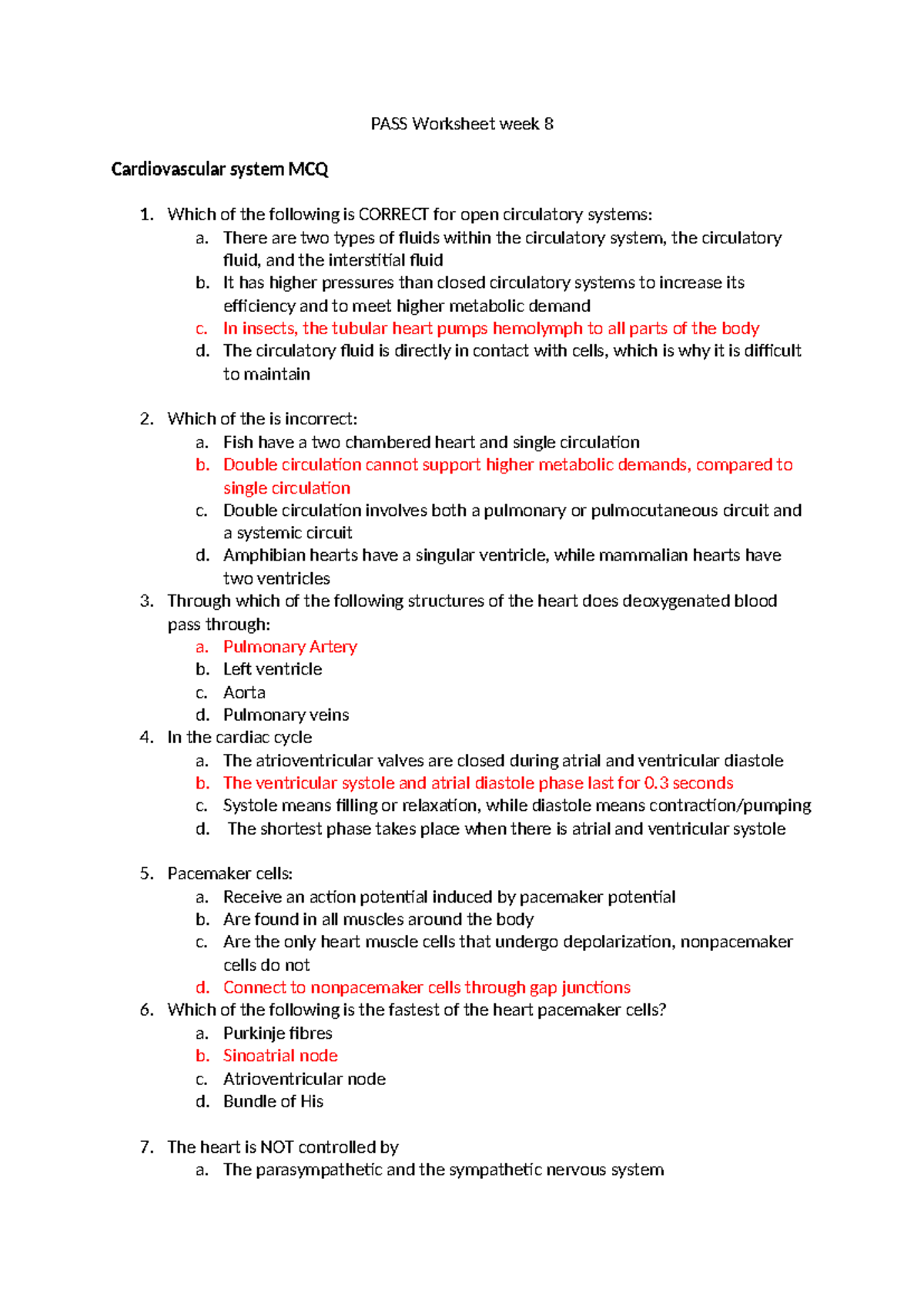 M5 - Worksheet 4 As - PASS Worksheet week 8 Cardiovascular system MCQ ...