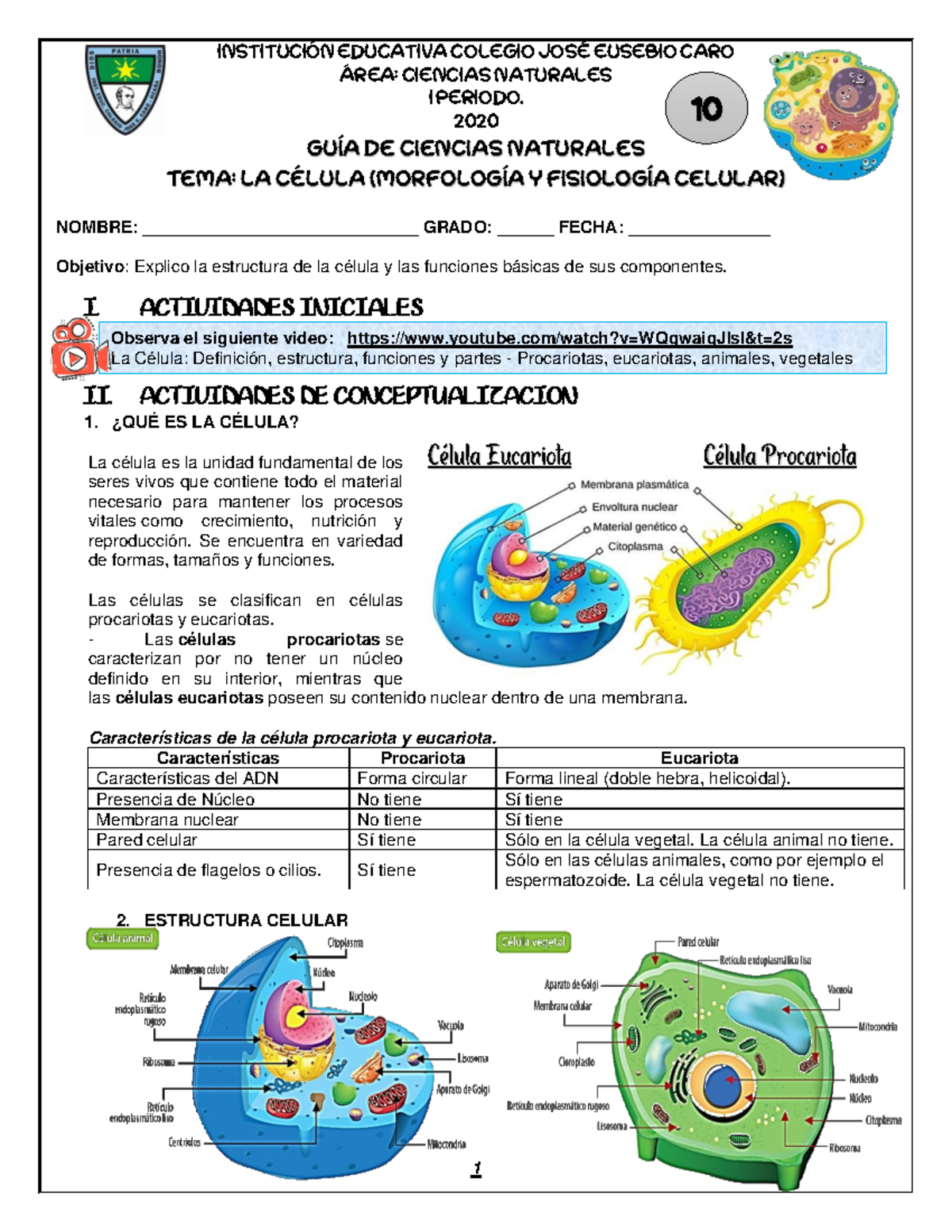 B14ee1 - Estudiar - ÁREA: CIENCIAS NATURALES I PERIODO. 2020 GUÍA DE CIENCIAS NATURALES TEMA: LA ...