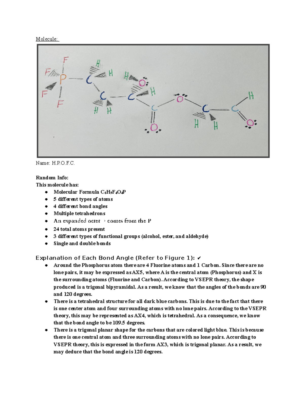 Chemistry Moleule assignment - Molecule: Name: H.P.O.F. Random Info ...